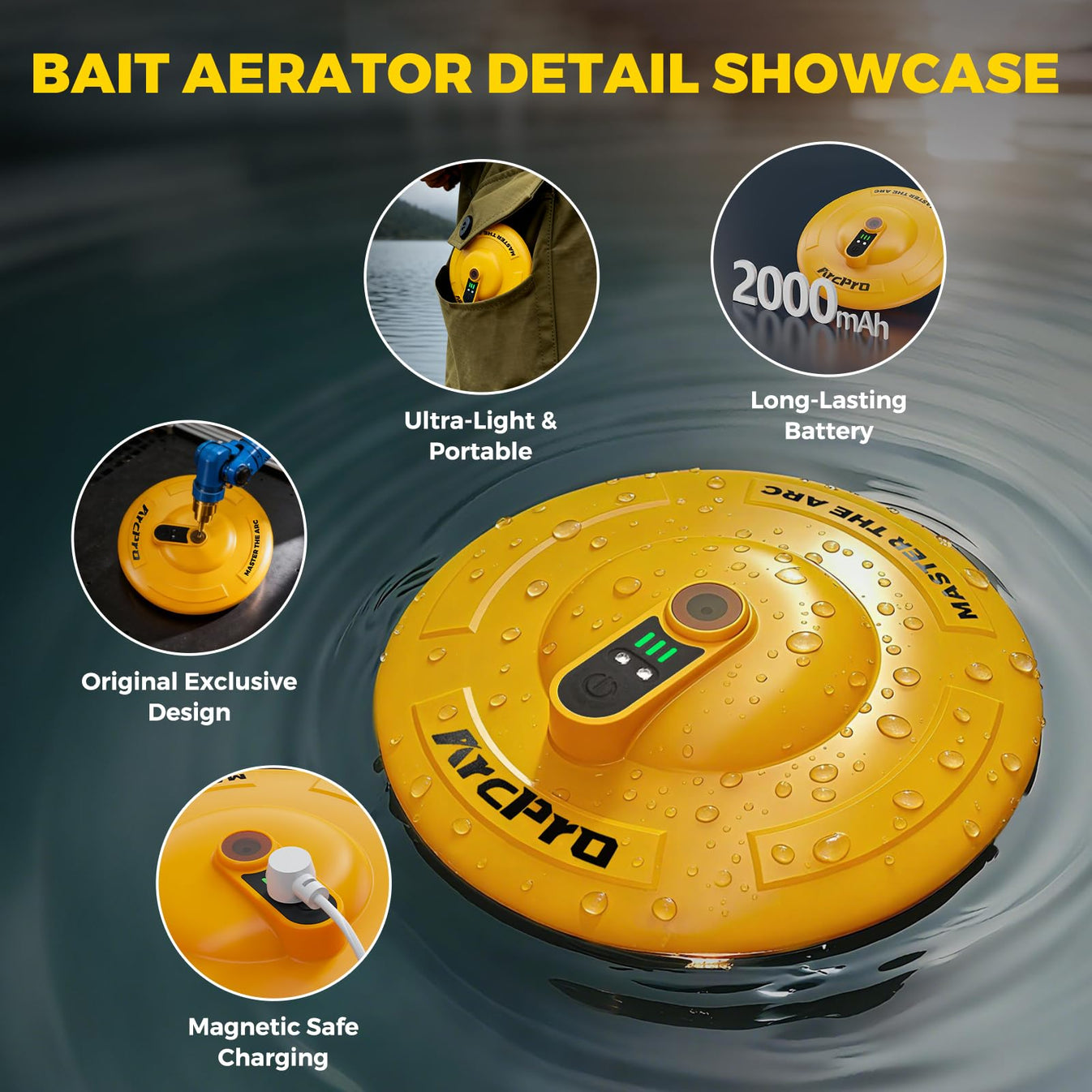 ArcPro Floating Waterproof Live Bait Aerator for Fishing Bait Bucket ...